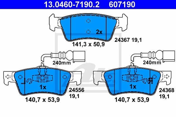 Zadnje kočione obloge 13.0460-7190.2 - Volkswagen Touareg