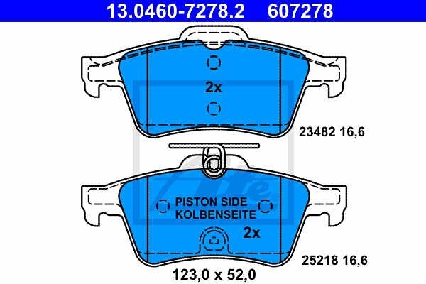 Zadnje kočione obloge 13.0460-7278.2 - Ford, Nissan, Opel