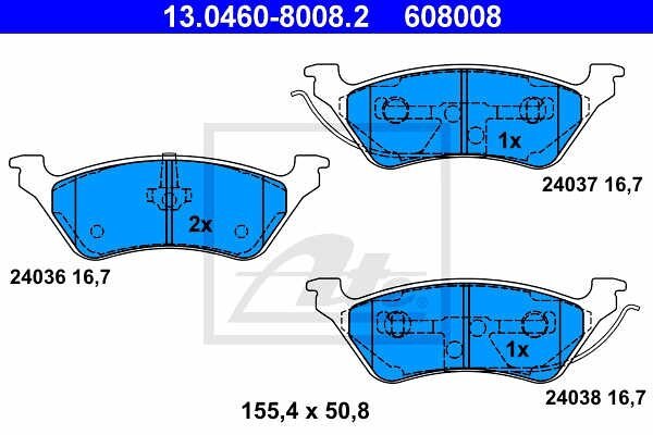 Zadnje kočione obloge 13.0460-8008.2 - Chrysler Voyager 96-08