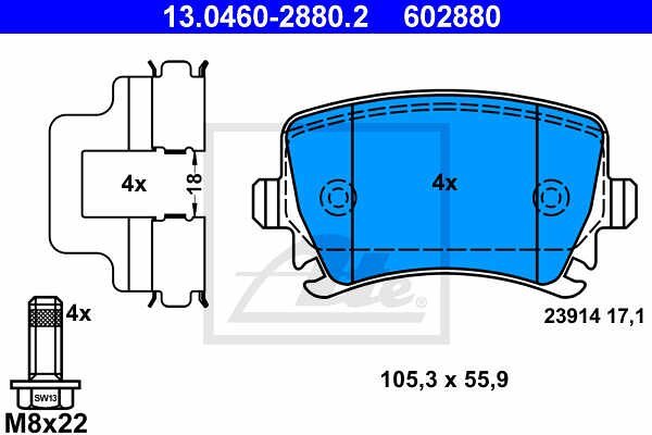 Zadnje obloge kočnica 13.0460-2880.2 - Audi TT 06-14