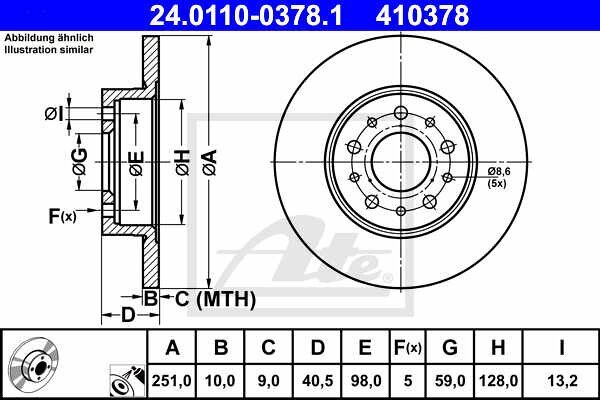 Zadnji diskovi kočnica24.0110-0378.1 - Fiat Tipo 16-