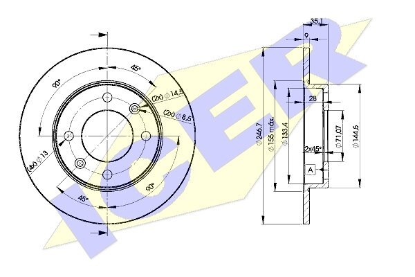 Zadnji kočioni diskovi 56020 - Citroen, Peugeot