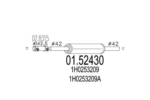 Izduvni lonac 01.52430 Volkswagen Golf 84-98, (srednji) lonac