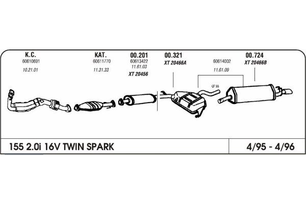 Izduvni lonac Alfa Romeo 155 2.0 16V 95-(komplet)
