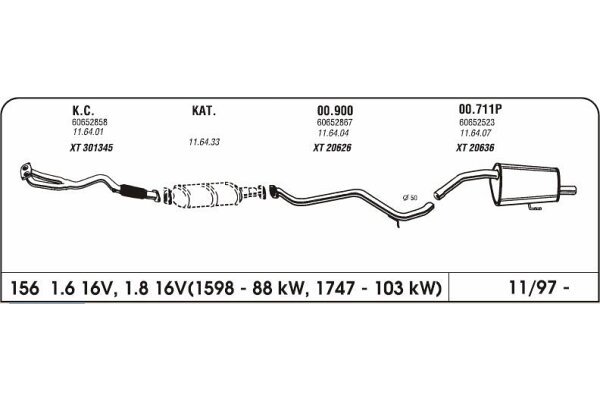 Izduvni lonac Alfa Romeo 156 1.6/1.8/2.0 16V 97-(zadnji)
