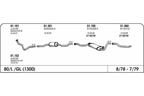 Izduvni lonac Audi 80 1.3 78.86 zadnja ispusna cev