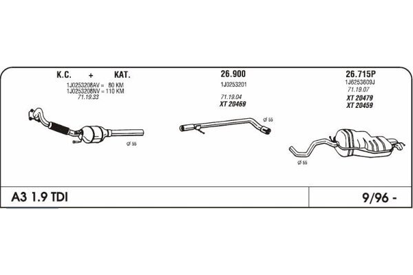 Izduvni lonac Audi A3 1.9 96-(srednja cev)