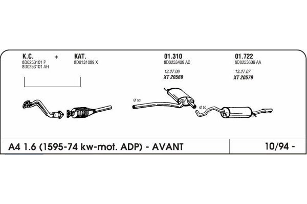 Izduvni lonac Audi A4 1.6 94-(srednji)