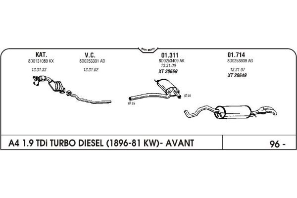 Izduvni lonac Audi A4 1.9 96-(srednji)