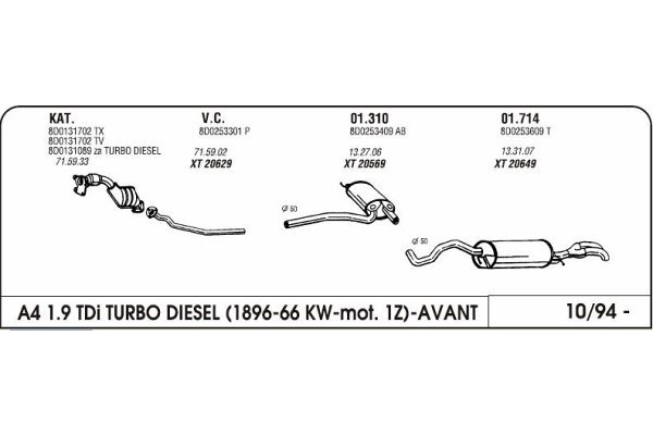 Izduvni lonac Audi A4 1.9 96-(zadnji)