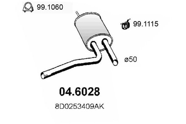 Izduvni lonac Audi A4 94-00, (srednji)