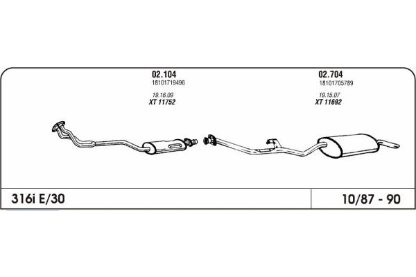 Izduvni lonac BMW 3 E30 1.6 87-91 (zadnji)