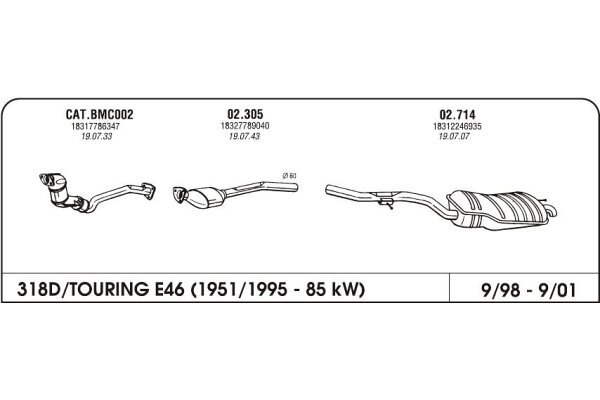 Izduvni lonac BMW 3 E46 1.8 98-05 drugi kat.