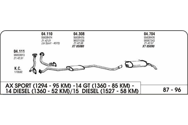 Izduvni lonac Citroen Ax 1.4 87-96 (srednji)
