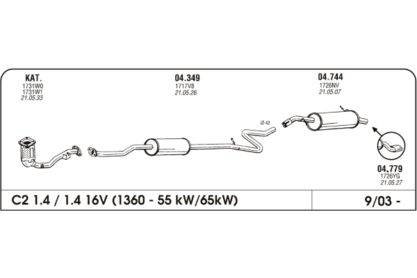 Izduvni lonac Citroen C2 1.4 03-(zadnji)
