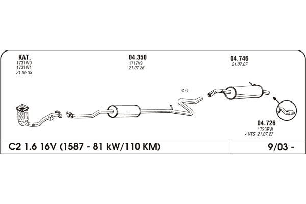 Izduvni lonac Citroen C2/C3/1007 05- (zadnji)