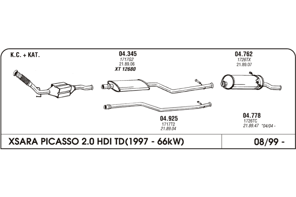 Izduvni lonac Citroen Picasso 1.6 99- (srednji)