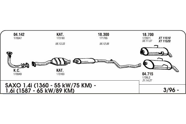 Izduvni lonac Citroen Saxo 1.4/1.6 96 (zadnji)