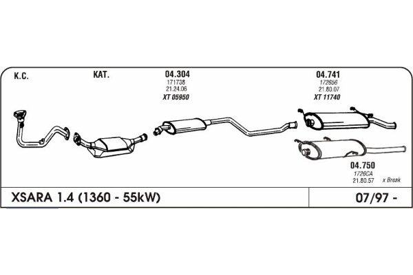 Izduvni lonac Citroen Xsara 1.4/1.8 97- prednji