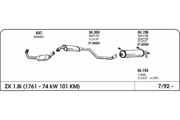 Izduvni lonac Citroen ZX 1.1/1.8 91- (zadnji)