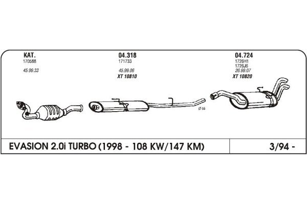 Izduvni lonac Citroen/Fiat/Lancia/Peugeot Evasion/Ulysse/Zeta/806 94- (srednji)