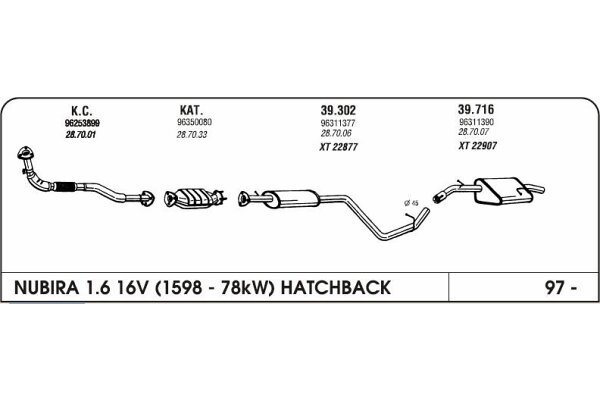 Izduvni lonac Daewoo Nubira 1.6 97 (srednji)