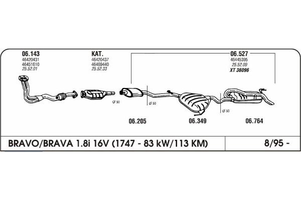 Izduvni lonac Fiat Bravo/Brava 1.8 95- (komplet)