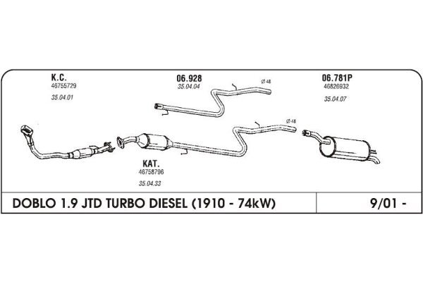 Izduvni lonac Fiat Doblo 1.9 01- (zadnji)