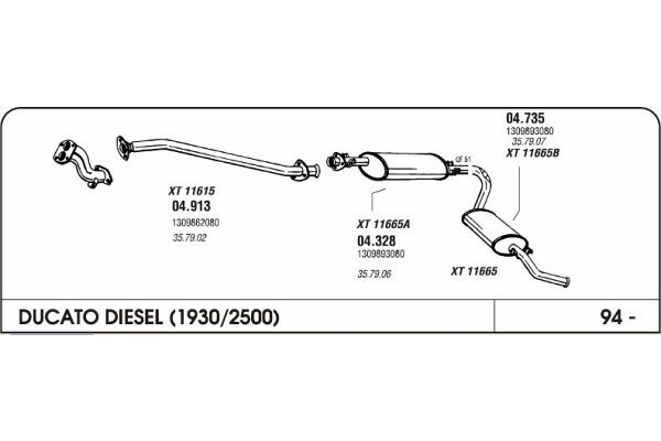 Izduvni lonac Fiat Ducato 1.9/2.5 94- (srednja cev)
