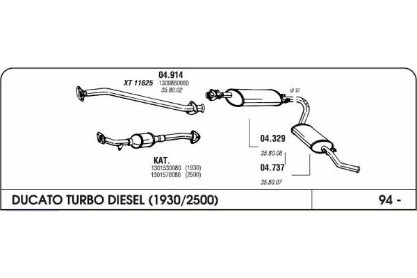 Izduvni lonac Fiat Ducato 1.9/2.5 94- (srednji)
