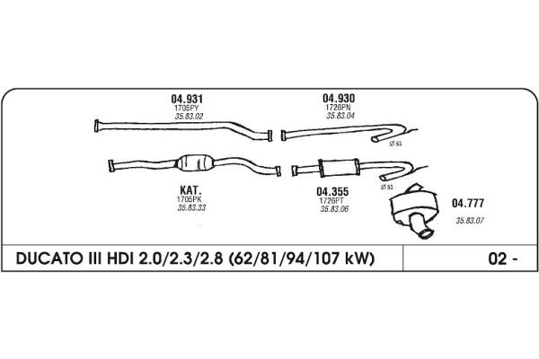 Izduvni lonac Fiat Ducato 2.0/2.3/2.8 02- (zadnji)