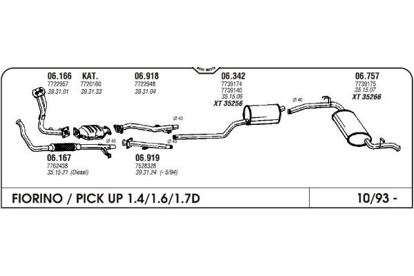 Izduvni lonac Fiat Fiorino 1.4/1.6 93- (zadnji)
