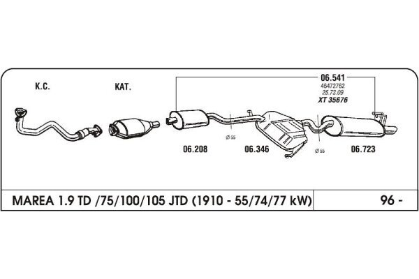 Izduvni lonac Fiat Marea 1.9/2.4 96- (komplet)