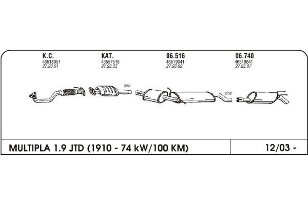 Izduvni lonac Fiat Multipla 1.9 98 (srednji)