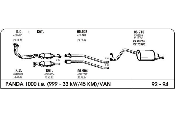Izduvni lonac Fiat Panda 1.0 92-94 (srednja cev)