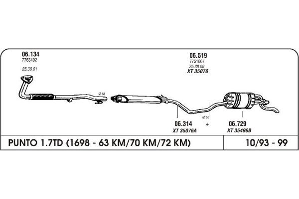 Izduvni lonac Fiat Punto 1.7 93 (komplet)