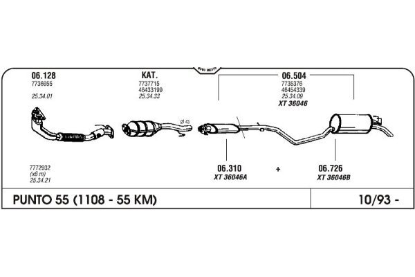 Izduvni lonac Fiat Punto 55 93 (komplet)