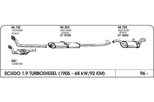 Izduvni lonac Fiat Scudo TD 95- (srednji)