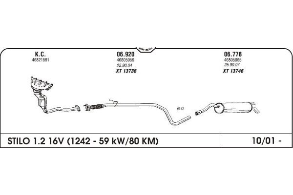 Izduvni lonac Fiat Stilo 1.2 01 (srednja cev)