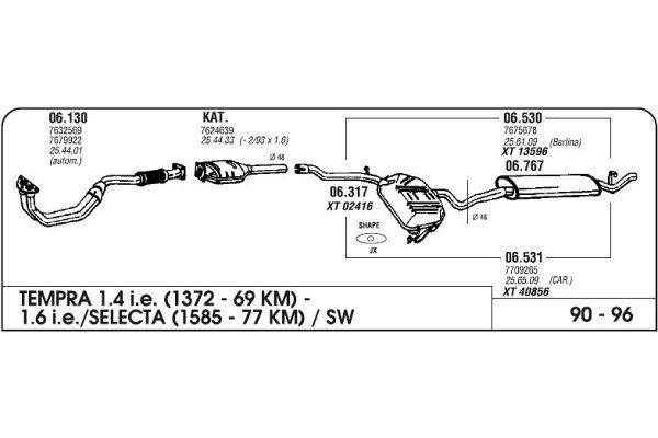 Izduvni lonac Fiat Tempra 1.4/2.0 90-96 (komplet)