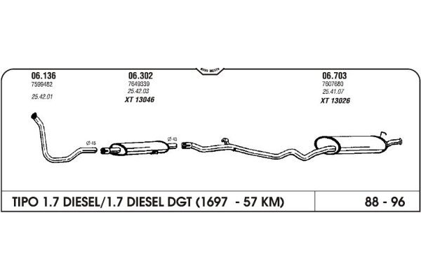 Izduvni lonac Fiat Tempra 1.7 88-96 prednji