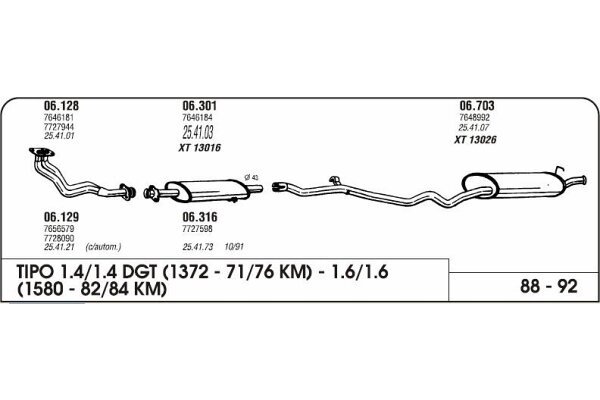 Izduvni lonac Fiat Tipo 1.4/1.6 88-92 prednji