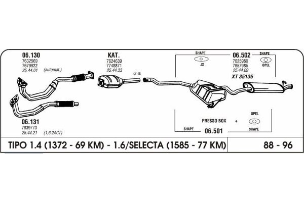 Izduvni lonac Fiat Tipo 1.6 93-96 (komplet)