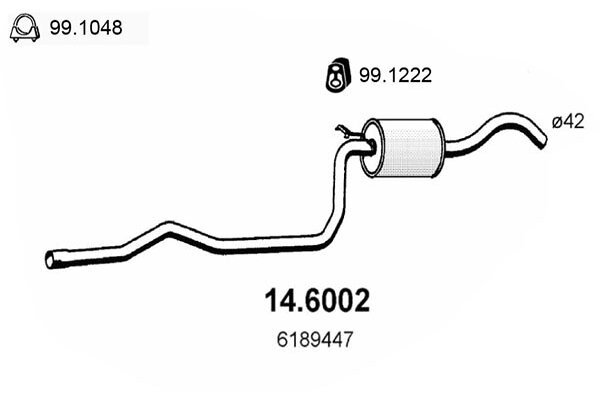 Izduvni lonac Ford Fiesta 89-95 1.1 / 1.3, (srednji)