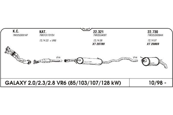 Izduvni lonac Ford Galaxy 2.0 95- (srednji)