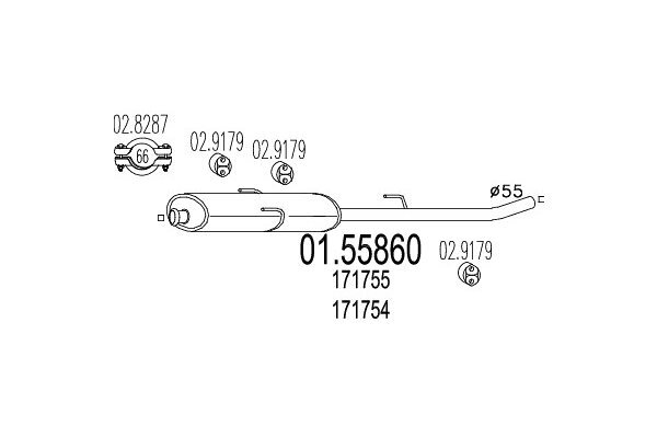 Izduvni lonac Honda Citroen Evasion 94-02, (srednji)