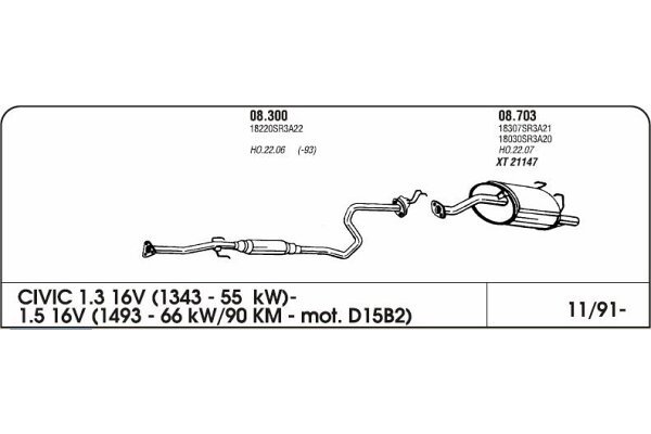 Izduvni lonac Honda Civic 1.3/1.5 91-95 (zadnji)