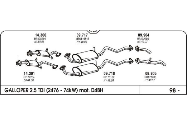 Izduvni lonac Hyundai Galloper 98- 2.5 TDI LWB izlazna cev