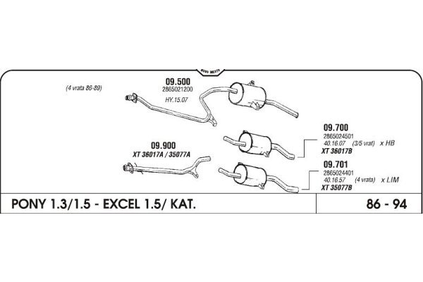 Izduvni lonac Hyundai Pony 1.5/1.3 HB 90-95 (zadnji)