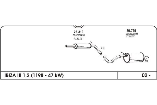 Izduvni lonac Ibiza III 1.2 02- (srednji)